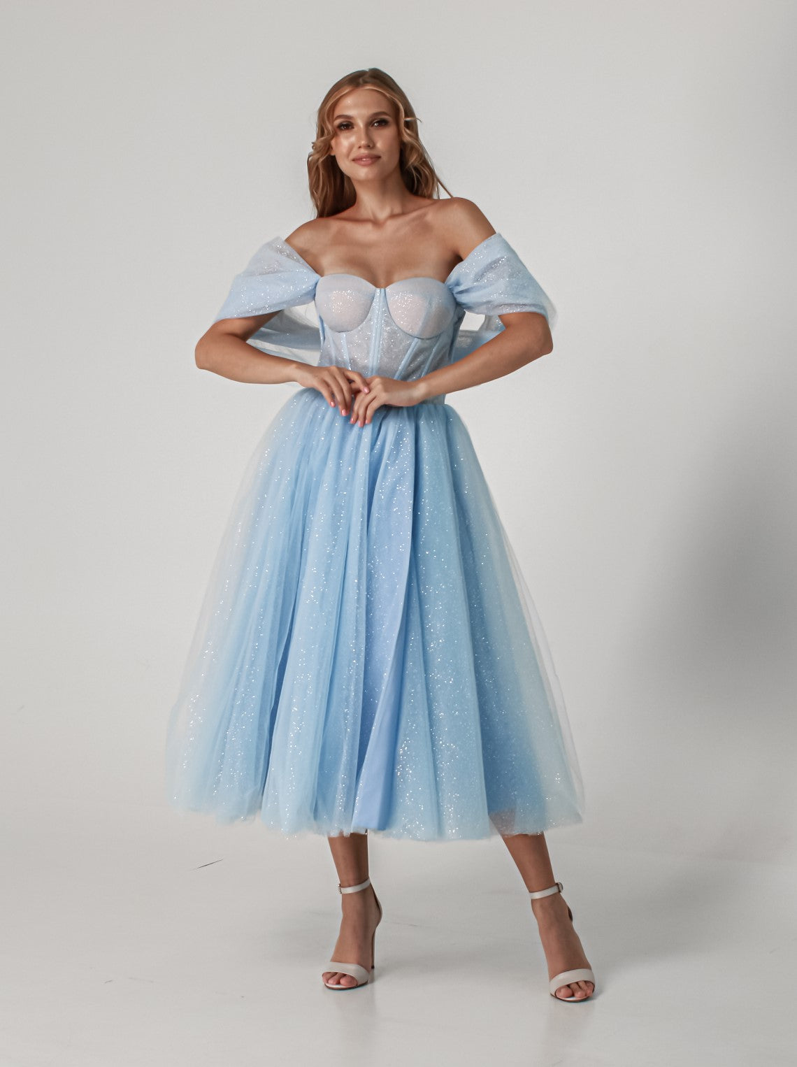 Sparkle Off shoulder midi prom dress – La Novale Atelier